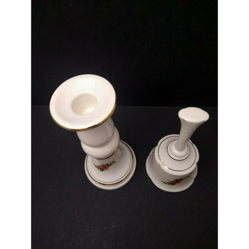 Vtg Royal Haeger Holly Berry Bell and Candlestick | eBay