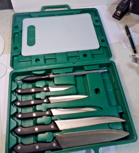 7pc GAME PROCESSING KIT Outdoor Hunting/Fishing Meat Knife Set in HARD ...