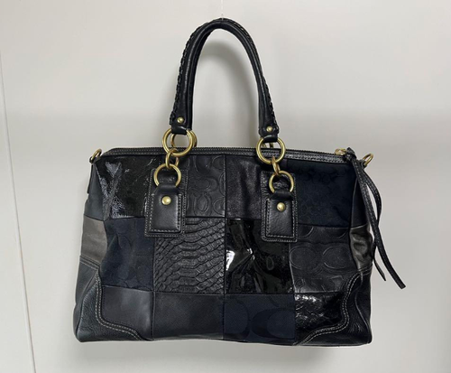 Coach Hamptons Patchwork Leather Handbag, Black 12479 Excellent ...