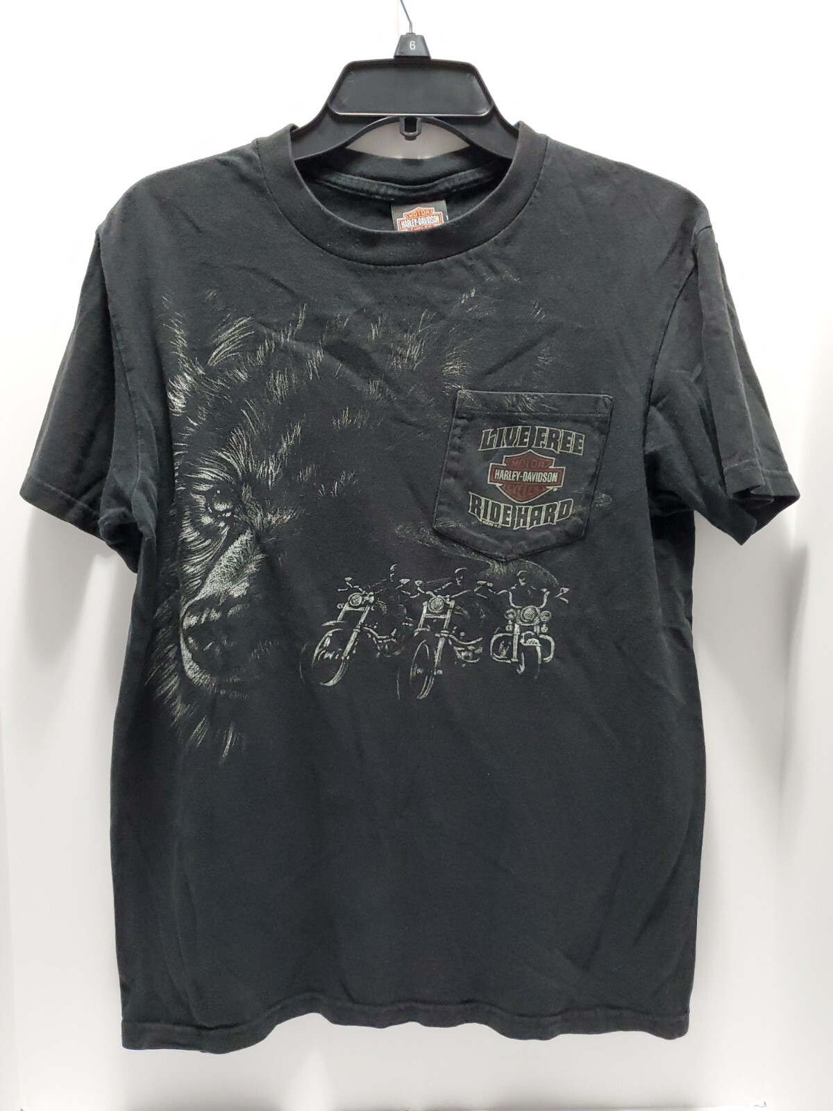 Harley Davidson Live Free Ride Hard Wolf Pocket Black… - Gem