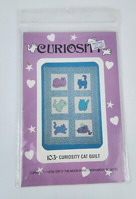 Curiosity Cat Applique Quilt Pattern Quilting Sewing Craft Project 103 ...