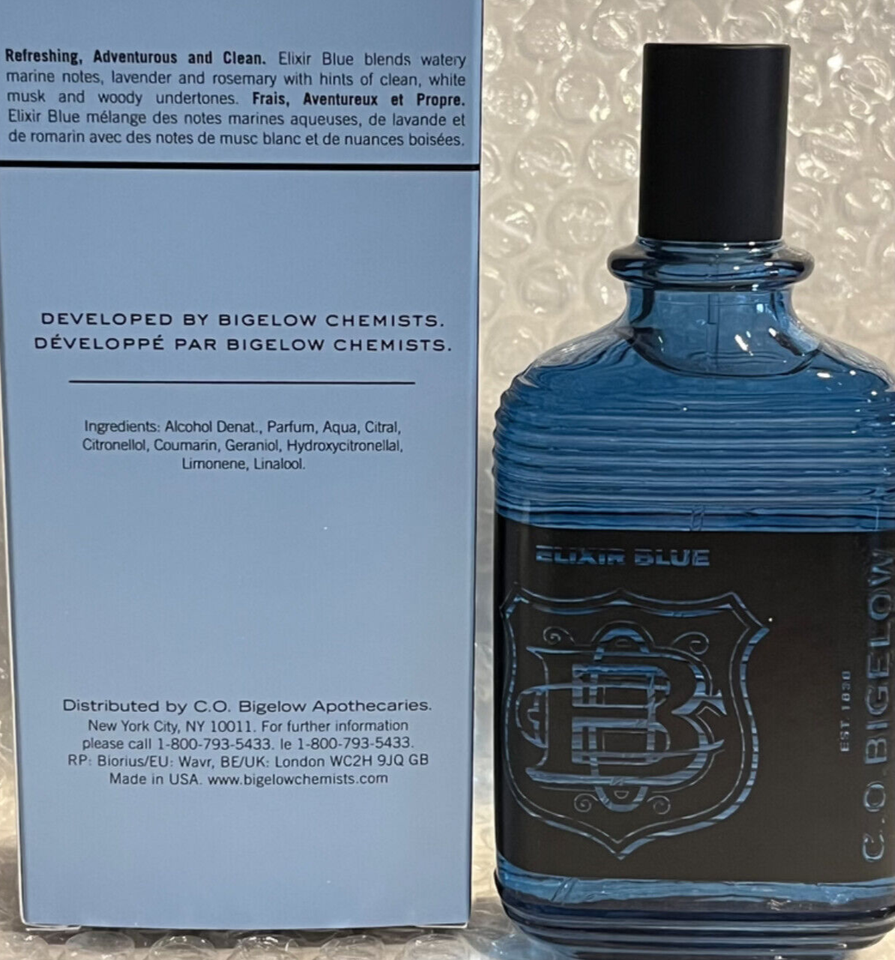 New C.O. BIGELOW BARBER No.1580 ELIXIR BLUE COLOGNE 75 ml/ 2.5 oz Spray ...
