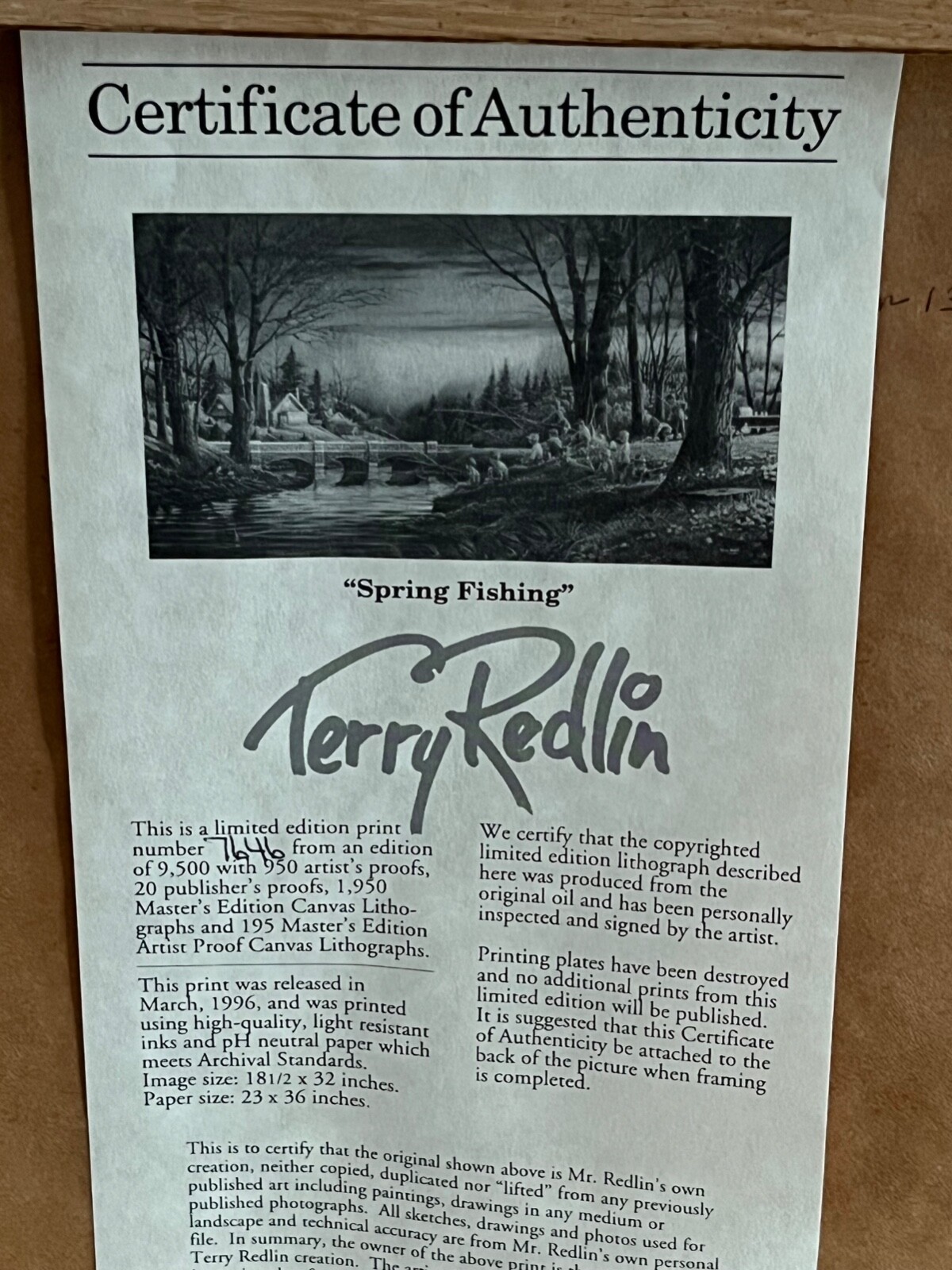 Terry Redlin "Spring Fishing" Framed Print - Authentic Limited Edition ...