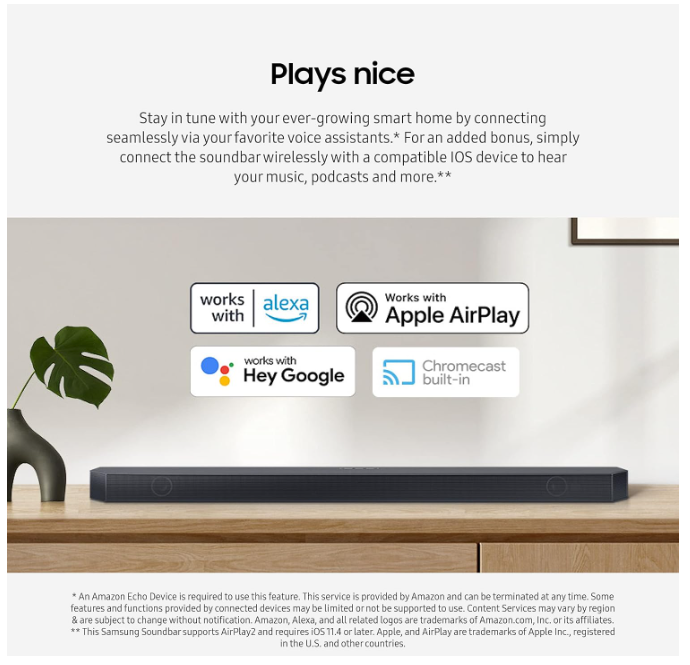 Samsung HW-Q700C 3.1.2 Channel Wireless Soundbar with power cord ...