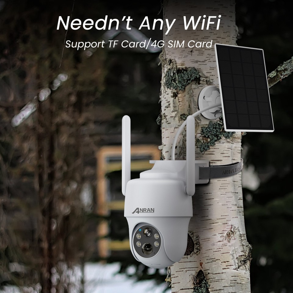 ANRAN 2K Solar PTZ CCTV 4G LTE Cellular Security Camera +Sim Card ...