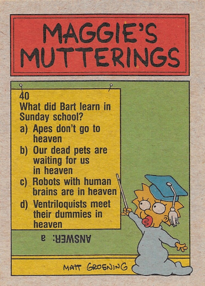 THE SIMPSONS 1990 TOPPS PICK-A-CARD #1 thru #88, STICKER #1 thru #22 OR ...