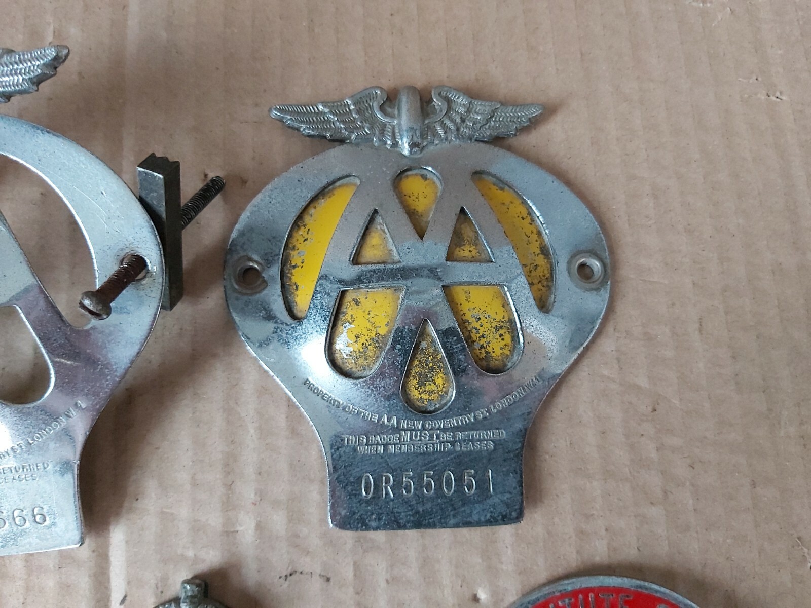 Old Enamel Car Badges AA RAC Members Badge & IAM Advanced & VM Veteran ...