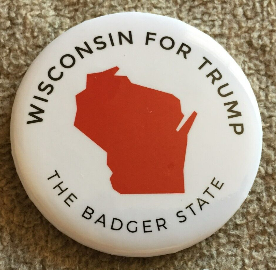 2016 DONALD TRUMP ☆OFFICIAL☆ WISCONSIN FOR TRUMP ☆AUTHENTIC☆ WHITE PIN ...
