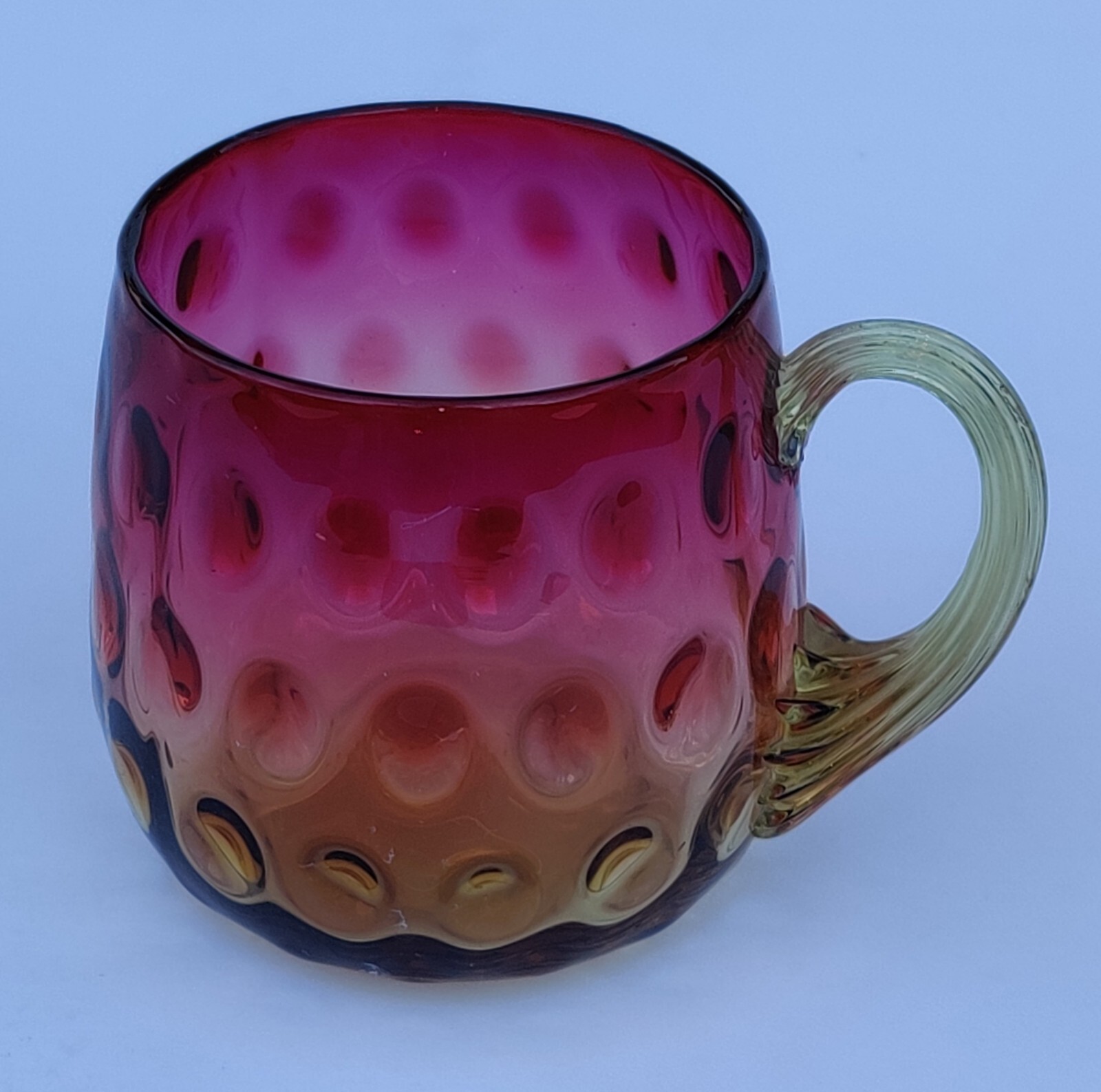 1890 Antique Mt. Washington New England Amberina Glass Cup Mug Inverted ...