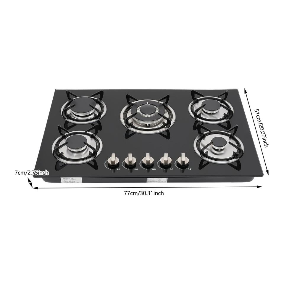 30" Stove Top Gas Cooktop Burner Kitchen Cooking LPG /Propane with 5 ...