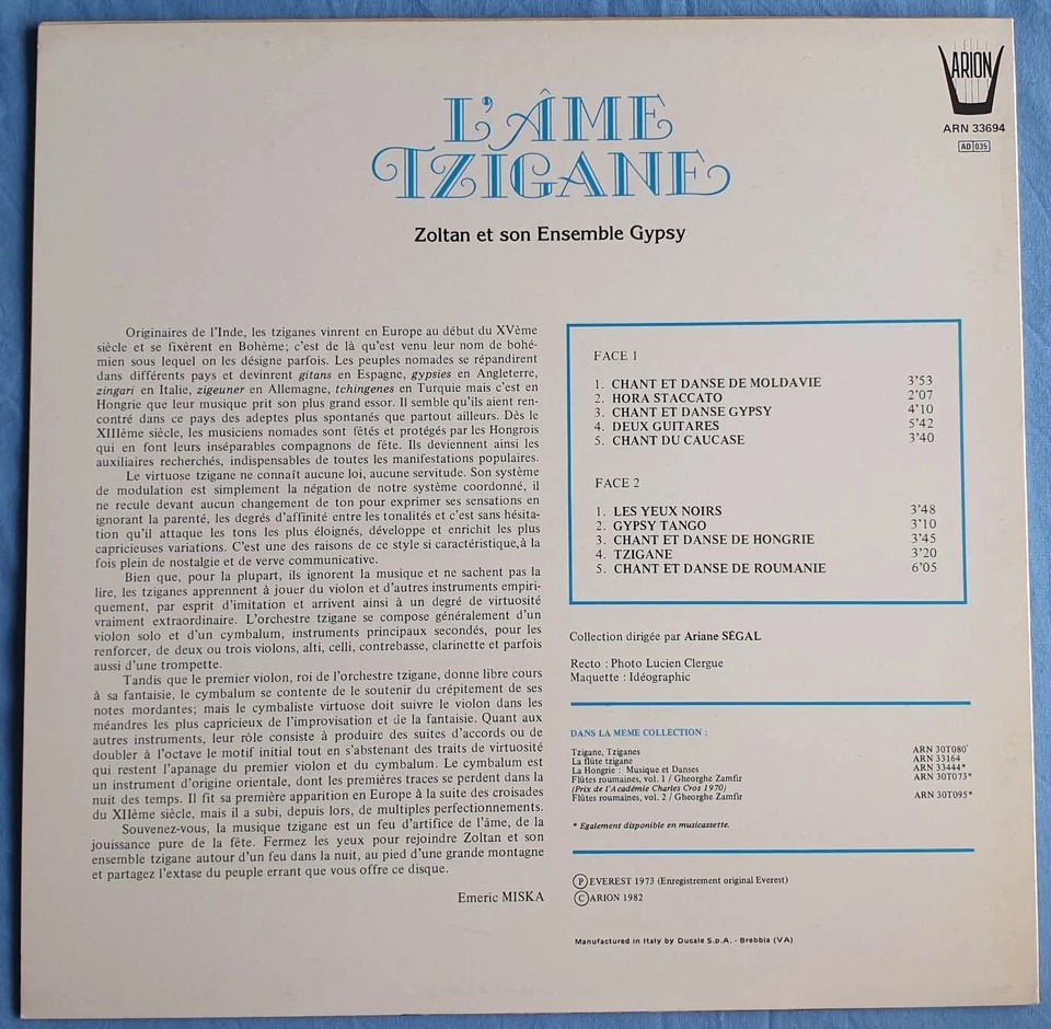Zoltan Et Son Ensemble Gypsy-L'ame Tzigane LP 1982 France The Gypsy ...