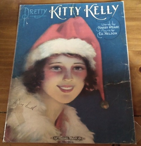 Vintage Sheet Music 1920: PRETTY KITTY KELLY. Pretty girl in Santa cap ...
