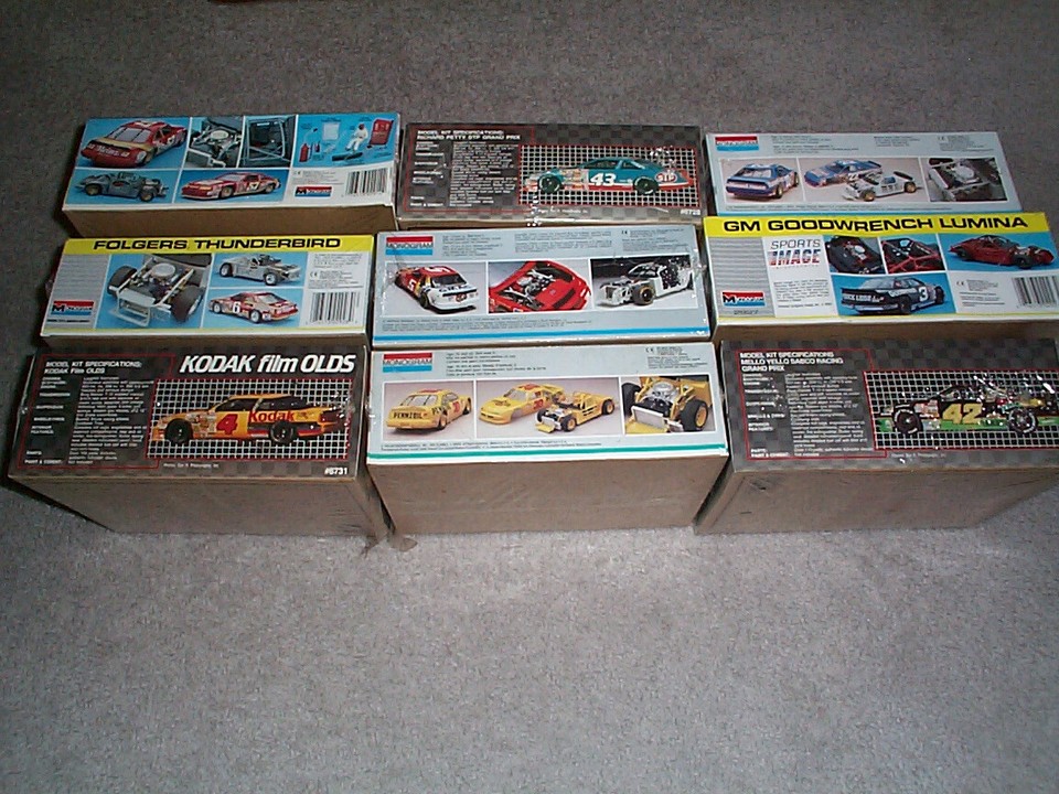 Nine NASCAR 1/24th Scale Model Kits Factory Sealed New in Boxes | eBay