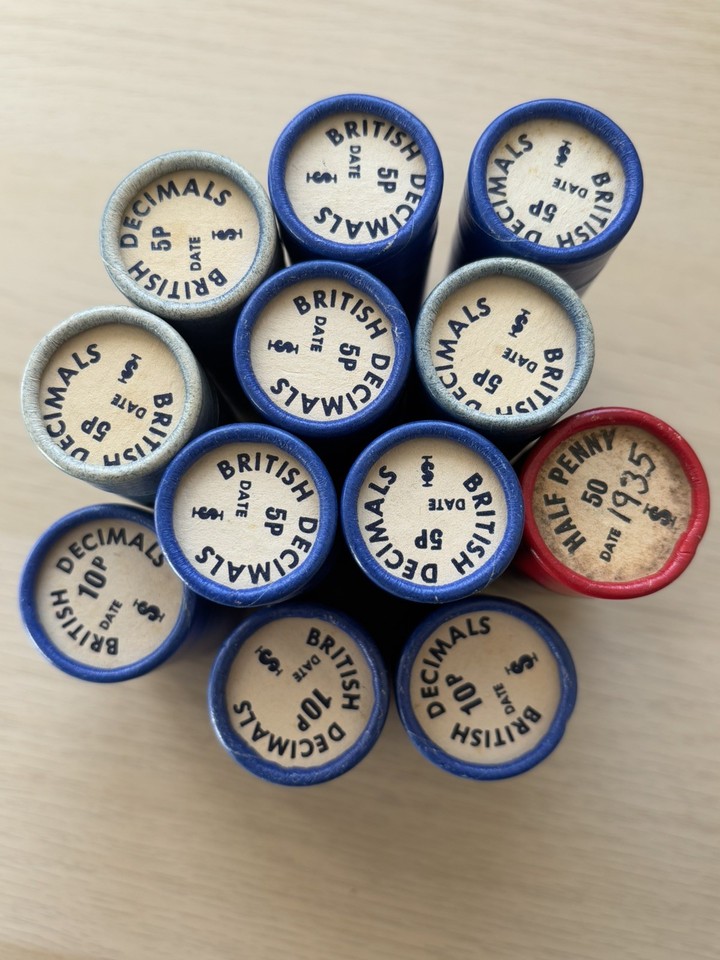 12 Vintage Empty British Coin Tubes Half Penny & 5p 10p Decimals | eBay.de