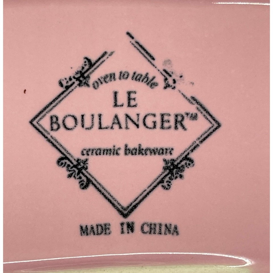 Le Boulanger Pink Oval Ceramic Bakeware Casserole Dish with Ruffle Wavy ...