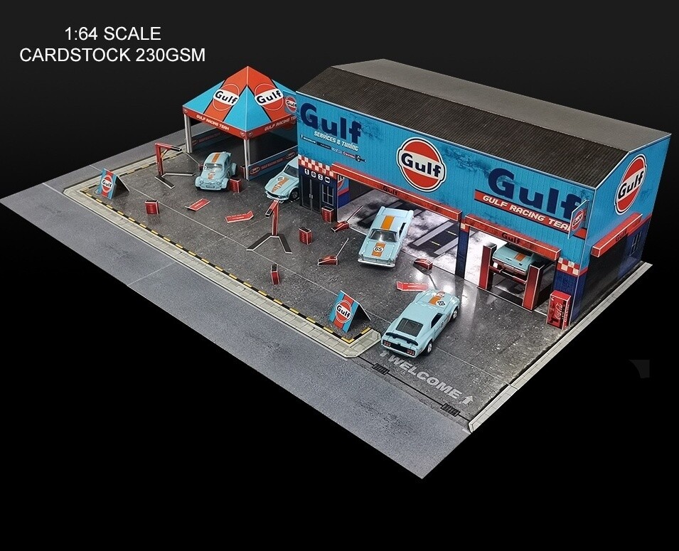 1:64 Scale Petrol Station/Gas Station Paper Diorama Building kits for ...