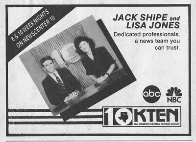 1988 KTEN OKLAHOMA TV NEWS AD ~ JACK SHIPE & LISA JONES REPORTERS | eBay