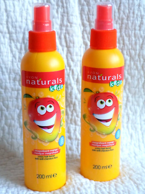 AVON NATURALS 2 x KIDS HAIR DETANGLING SPRAYS MAGNIFICENT MANGO 200ml ...