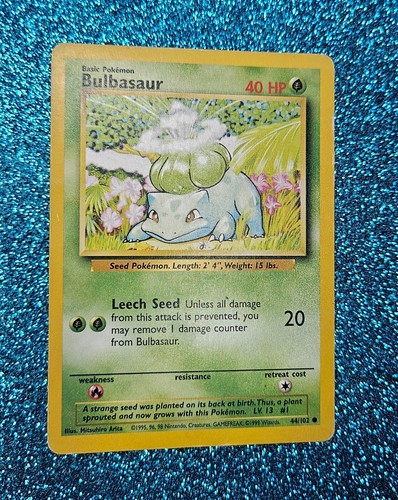Rare 1995 Pokemon Bulbasaur 40HP Card 44/102 - Ungraded Mint Condition ...