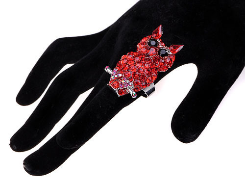 Red Big Eye RhinesRuby Red Devil Owl Perch Bird Adjustable Ring New | eBay