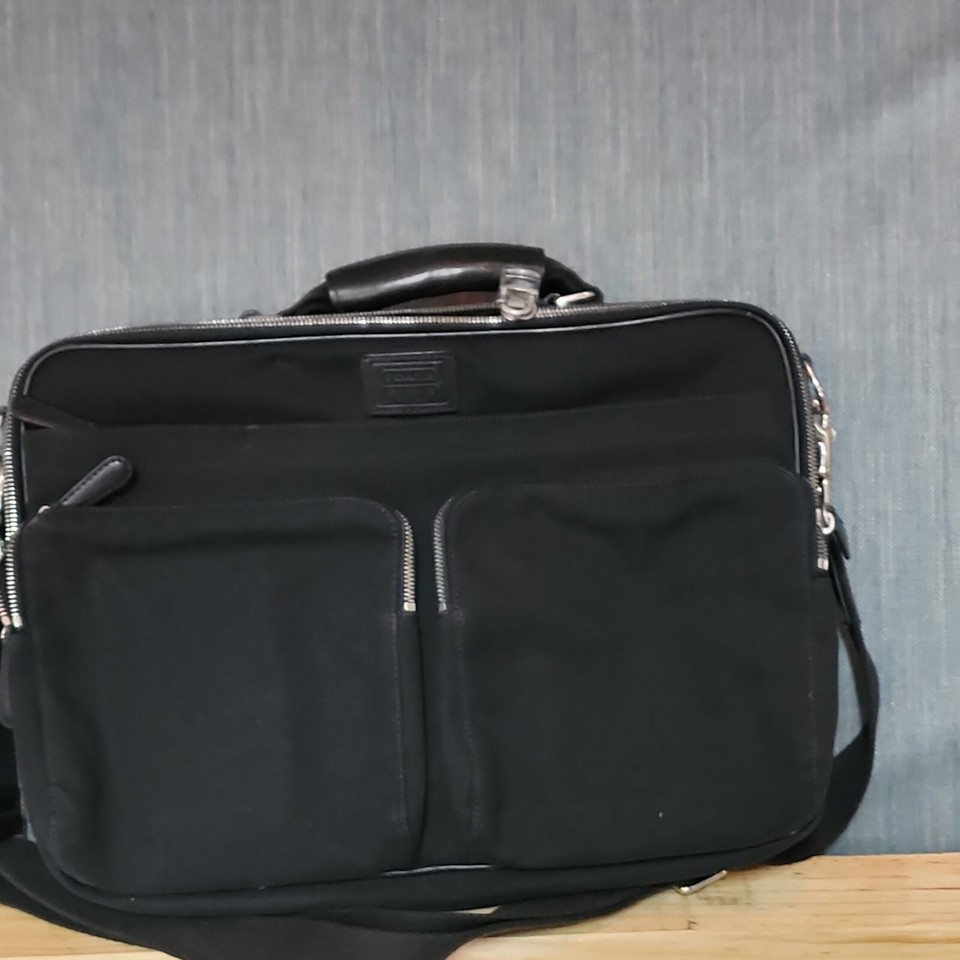 Vintag Coach Black Canvas Transatlantic Laptop Messenger Organizer Bag ...
