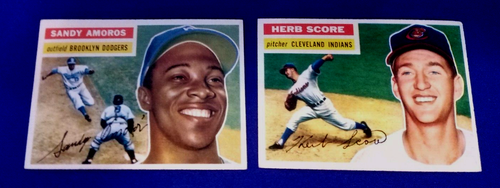 1956 TOPPS grey back WHITE EX-MT HERB SCORE 140 SANDY AMOROS 42 | eBay