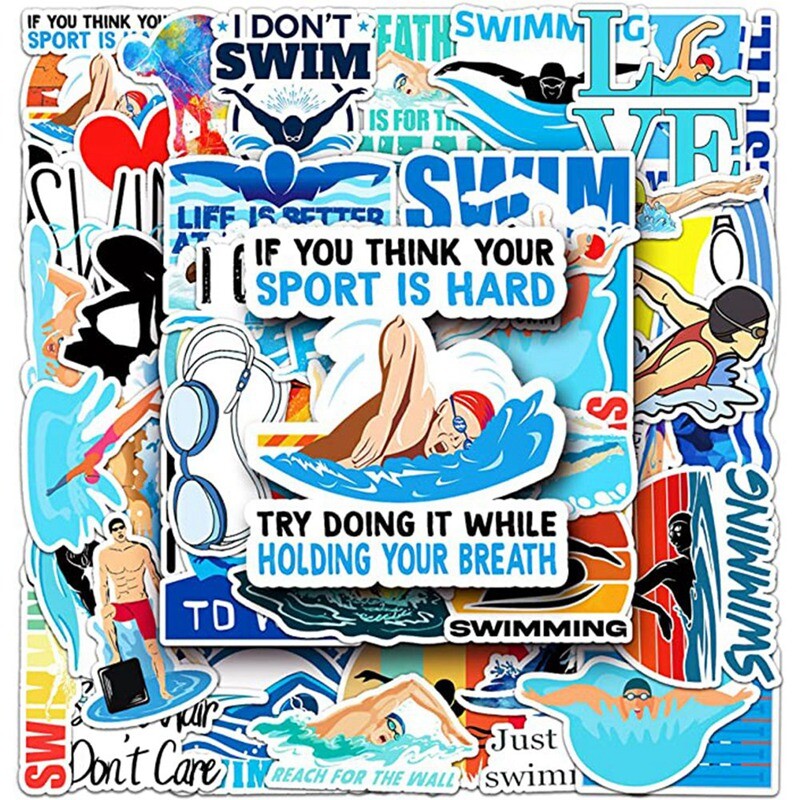 Swimming Stickers for Water Cup Laptop, Vinyl Sticker Gift Decals for ...