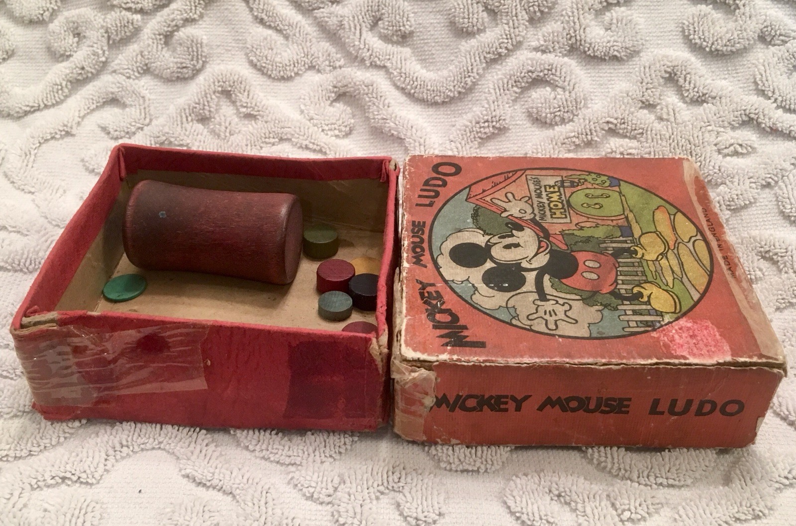 VINTAGE 1930s ENGLISH DISNEY MICKEY MOUSE LUDO GAME W/ INSTRUCTIONS ...