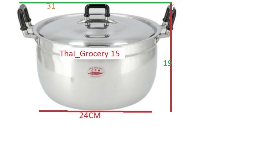 Thai Crocodile Brand Aluminum Cooking Pot 2 Handles Size 24 Free ship+ ...