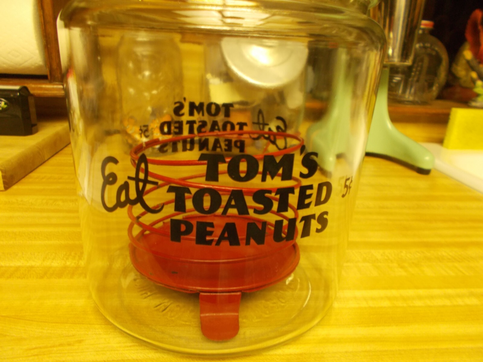 Vintage 1940 Toms Toasted Peanuts Glass Canister Jar Counter Display ...