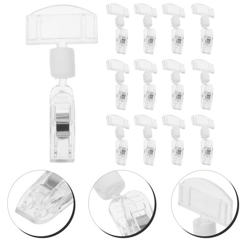 12PCS Tag Holder Swivel Clip Name Tag Clips Retail Sign Clips Label ...