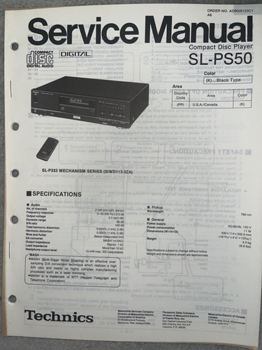 Technics SL-PS50 Service Manual Compact Disk Original | eBay
