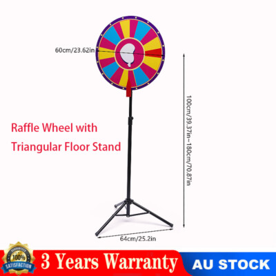 24" Raffle Wheel+Triangular Floor Stand Adjustable Height Spinning Game ...