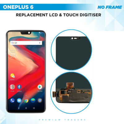 For OnePlus 6 A6000, A6003 Black Replacement LCD Touch Screen Display ...