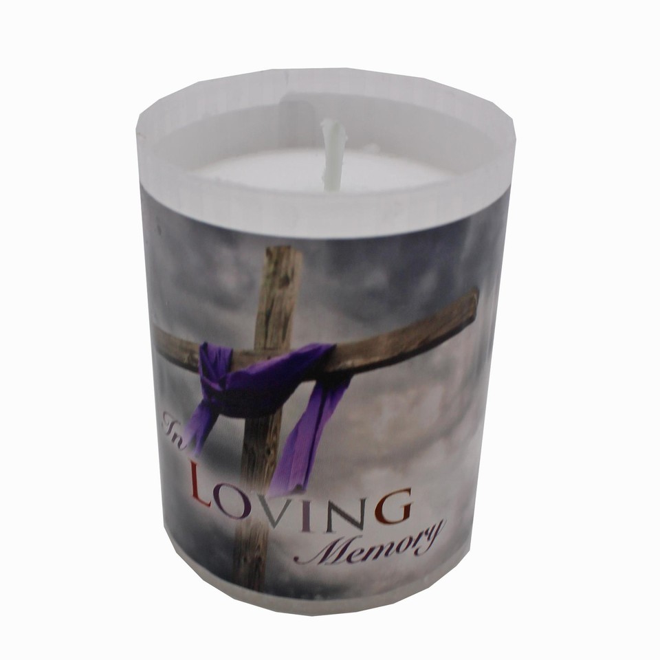 Candle In Loving Memory 24 hour Burn Time Cross Image | eBay
