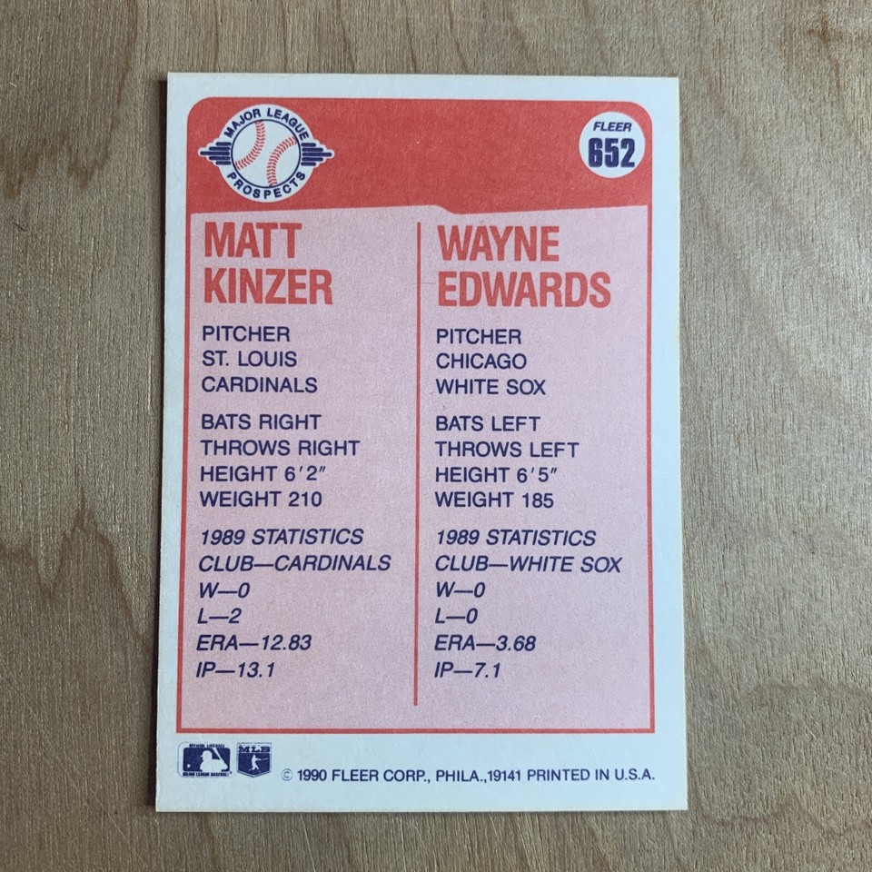 Fleer 1990 #652 Major League Prospects Matt Kinzer / Wayne Edwards | eBay