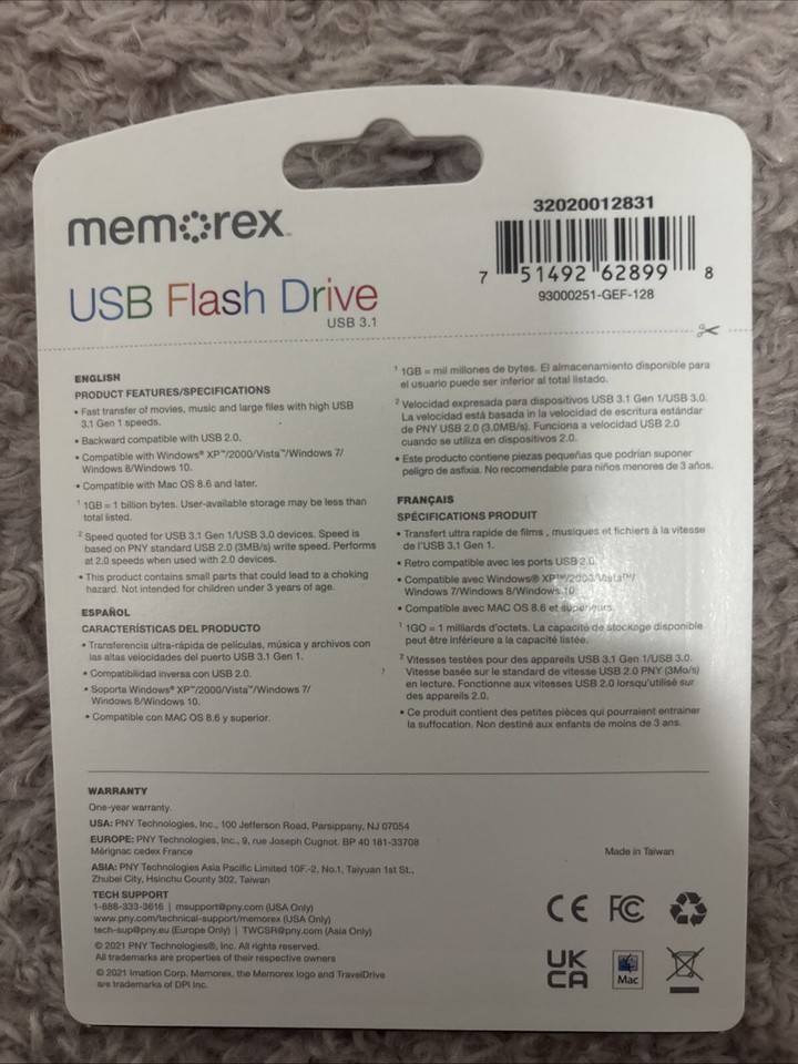128GB USB 3.1 Flash Drive 4K Ultra HD By Memorex | eBay