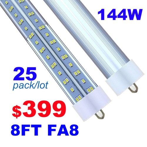T8 8 FT LED Tube Light Single Pin FA8 144W 8 Foot LED Shop Light Bulb ...