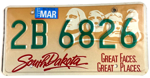 Vintage South Dakota 1993 Auto License Plate 2B 6826 Garage Man Cave ...