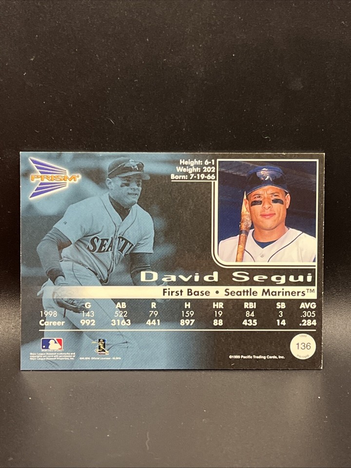 David Segui 1999 Pacific Prism Holographic Blue #136 45/80 Seattle ...