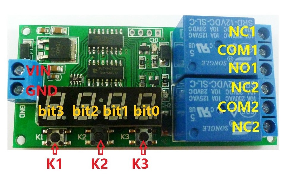 12V Digital Dual Programmable Relay Control Cycle Delay Timer Timing ...