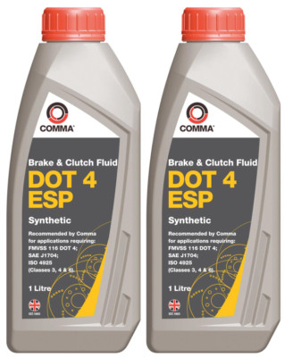 2x Comma - DOT 4 Esp Brake & Clutch Fluid Synthetic BF4ESP1L - 1L = 2L ...