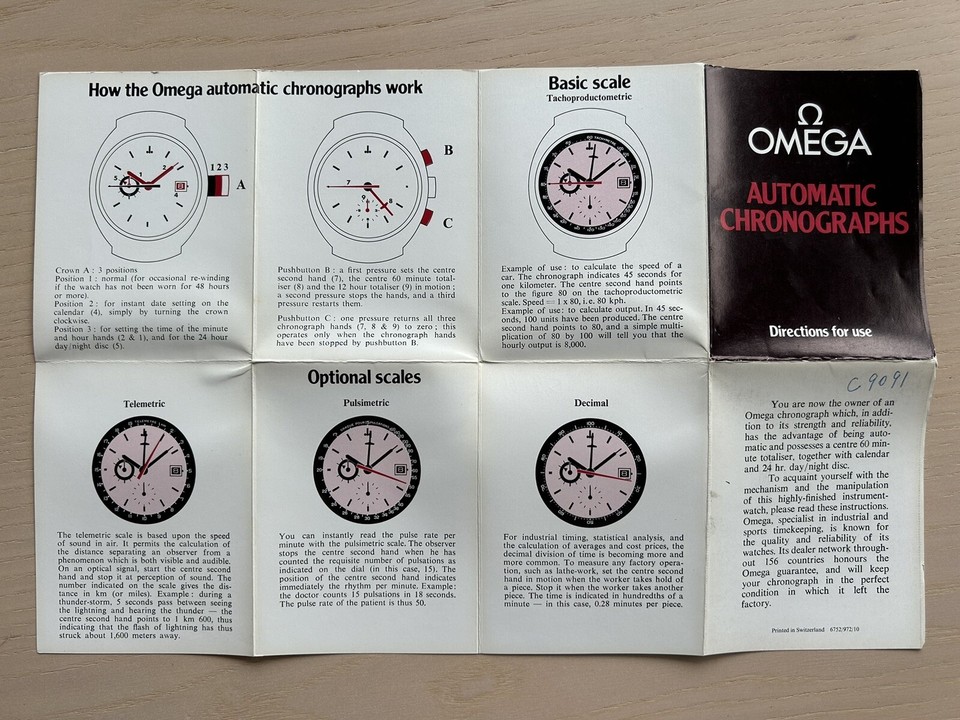 SUPER RARE VINTAGE OMEGA SPEEDMASTER MARK 3 BROCHURE PAMPHLET BOOKLET ...