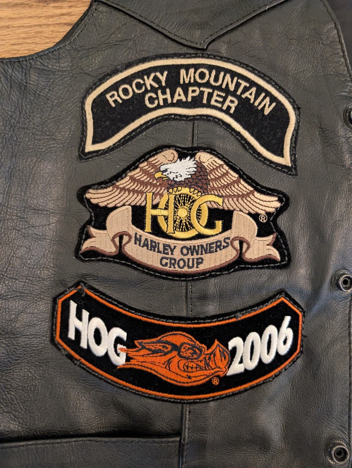 UNIK Men's Leather Motorcycle Vest w/ Harley, POW, Vulcan Riders ...