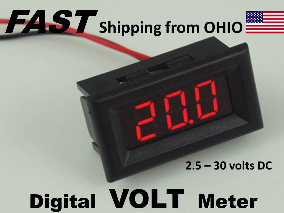 Solar Panel LED Digital VOLTMETER Volt Meter - 2.5vDC -to- 30vDC - 2 ...