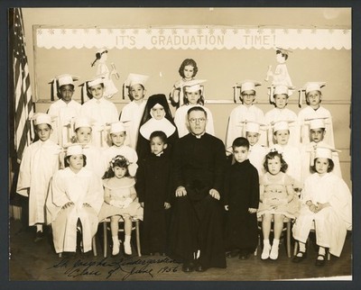 St Joseph's Catholic School Class Photo Boys Girl Dressed as Nun Priest ...