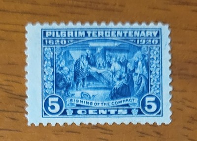 Vintage US Stamp #550 Pilgrim Tercentenary Issue HUGE Margins MLH OG ...