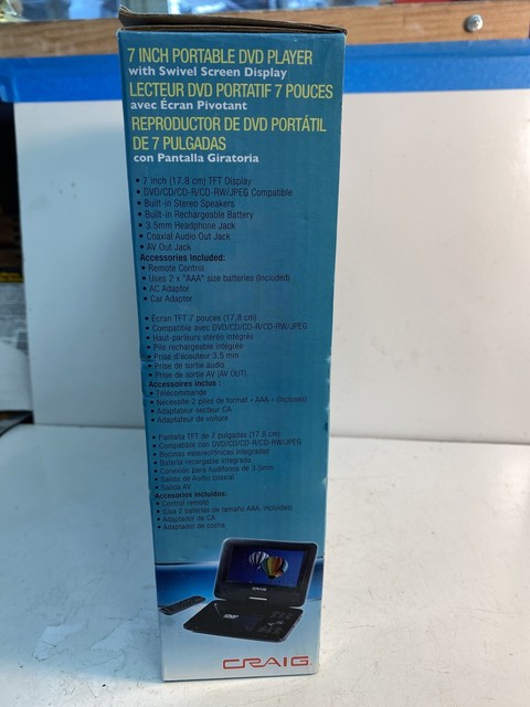 Craig 7 Inch Portable DVD Player With Swivel Screen Display CTFT716N ...