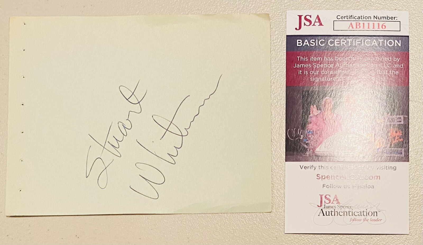 Stuart Whitman Signed Autographed 4.5 x 6 Album Page JSA Cert The ...