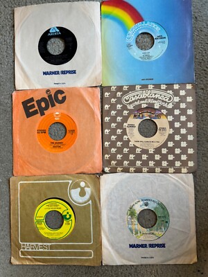 Lot of (6) Random 45 rpm Vintage 7” Vinyl Records Jukebox Rock Pop ...